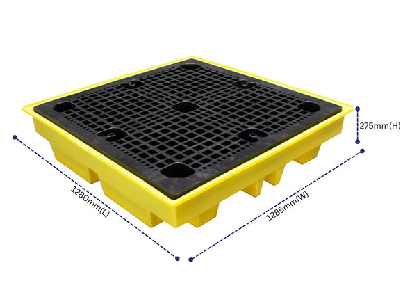 Bunded Spill Pallet for 4 x 205Ltr Oil Drums | First Mats UK