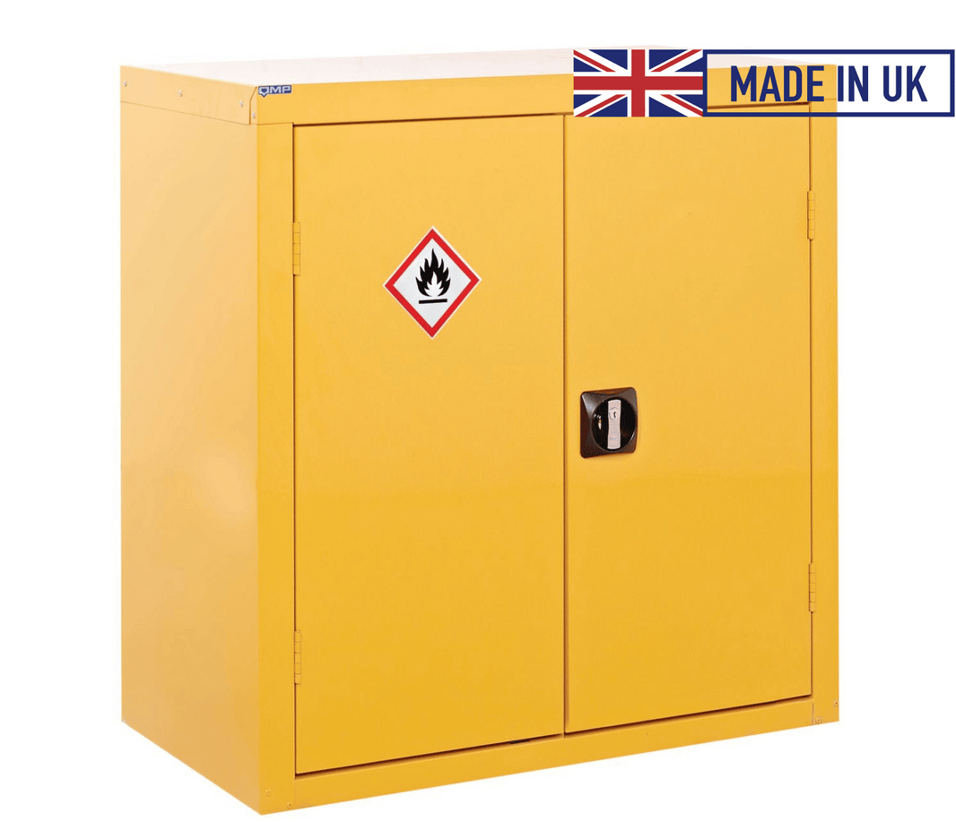 Mobile Yellow COSHH Cabinet | First Mats & Safety