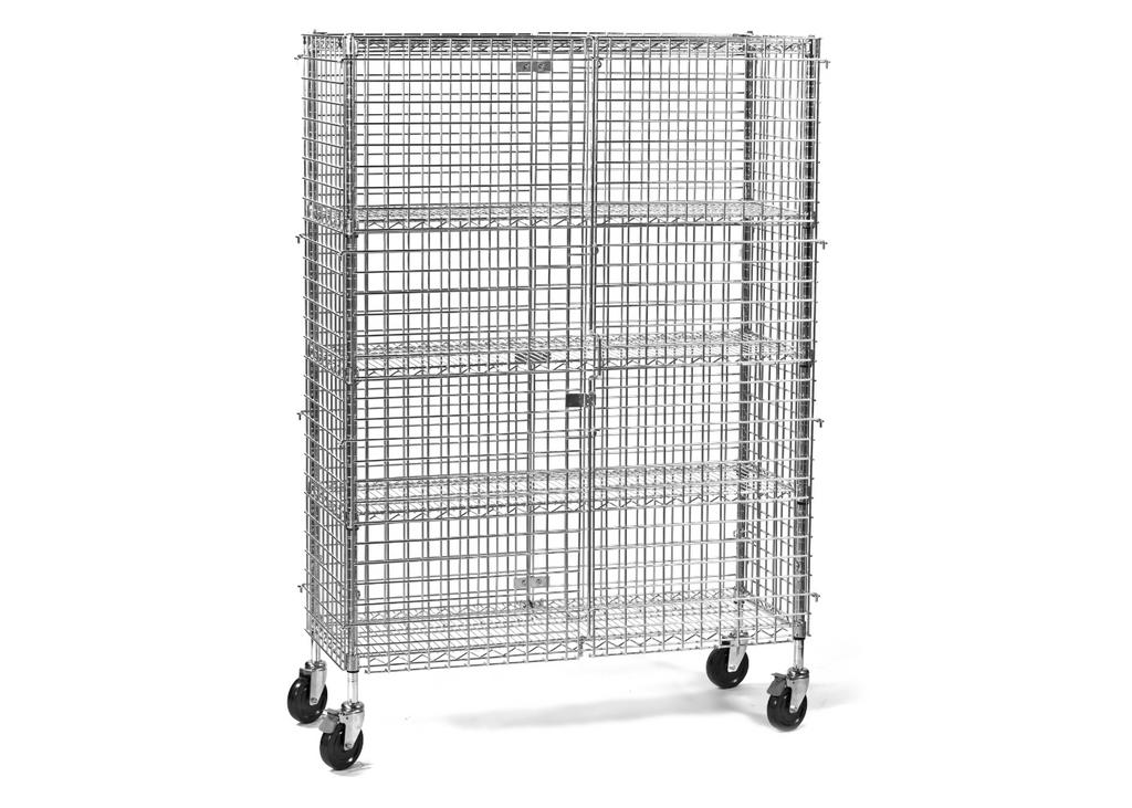 Mobile Five-Tier Wire Mesh Cage Lockers