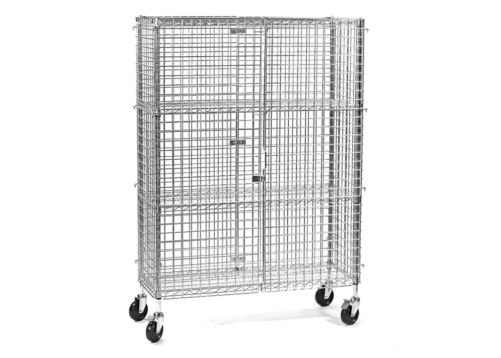 Mobile Four-Tier Wire Mesh Cage Lockers