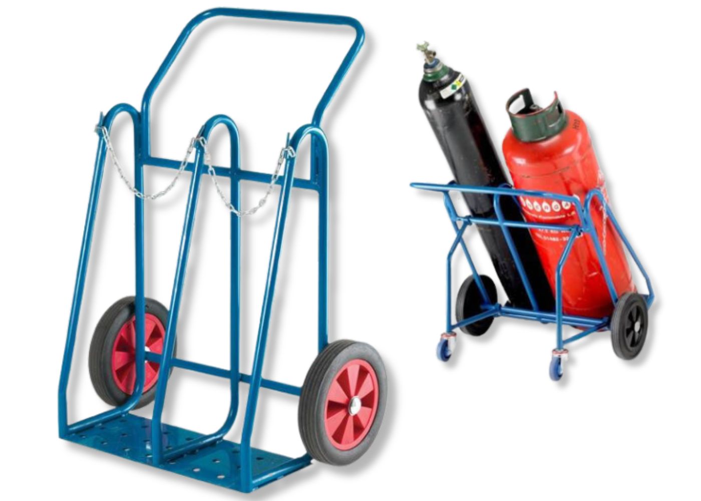 Oxygen & Propane Gas Double Cylinder Trolleys with Optional Rear Wheel