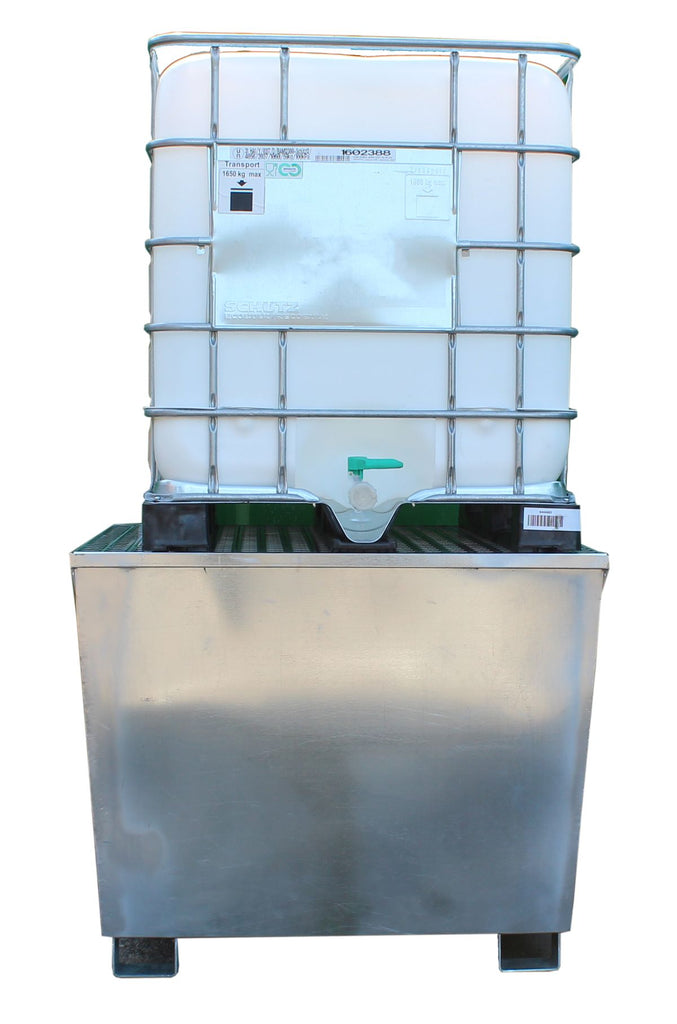 Galvanised Steel Single IBC Bund Pallet | UK Storage Compliant