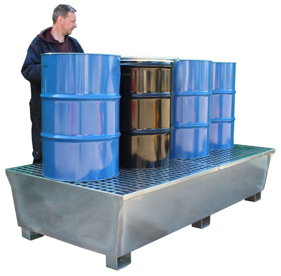 Galvanised Steel Double IBC Bund Pallet | UK Storage Compliant