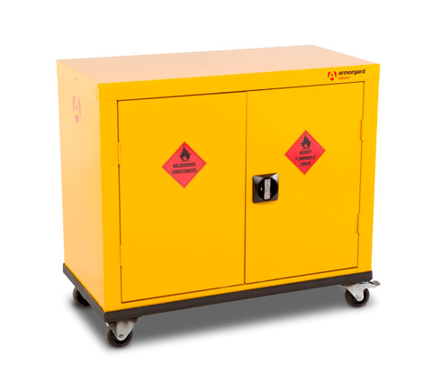 Mobile Yellow COSHH Cabinet | First Mats & Safety