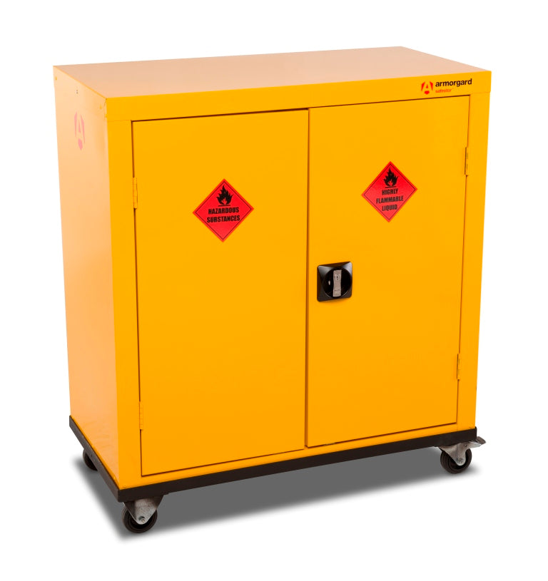 Mobile Yellow COSHH Cabinet | First Mats & Safety