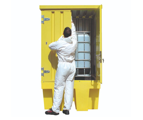 Steel Covered Single IBC Storage Bund Pallets (BB1HCS)