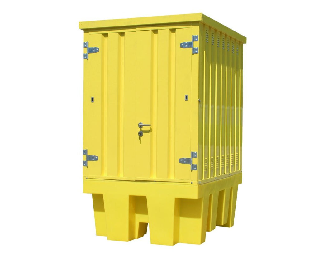 Steel Covered Single IBC Storage Bund Pallets (BB1HCS)