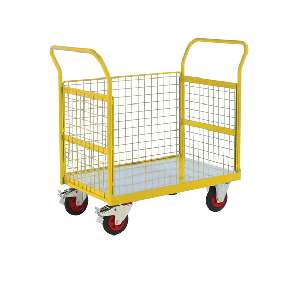3 Sided Platform Trolley with Mesh Sides | First Mats Ltd