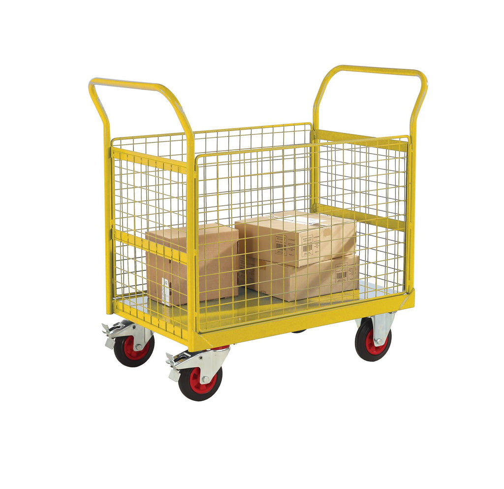 4 Sided Platform Trolley with Mesh Sides | First Mats Ltd