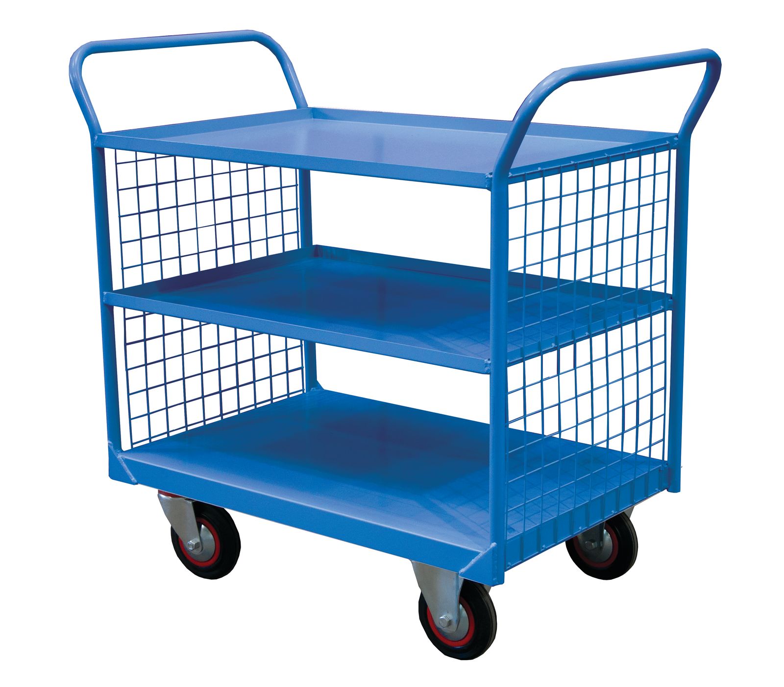 3 Tier Premium Shelf Trolleys with Mesh Sides | First Mats Ltd