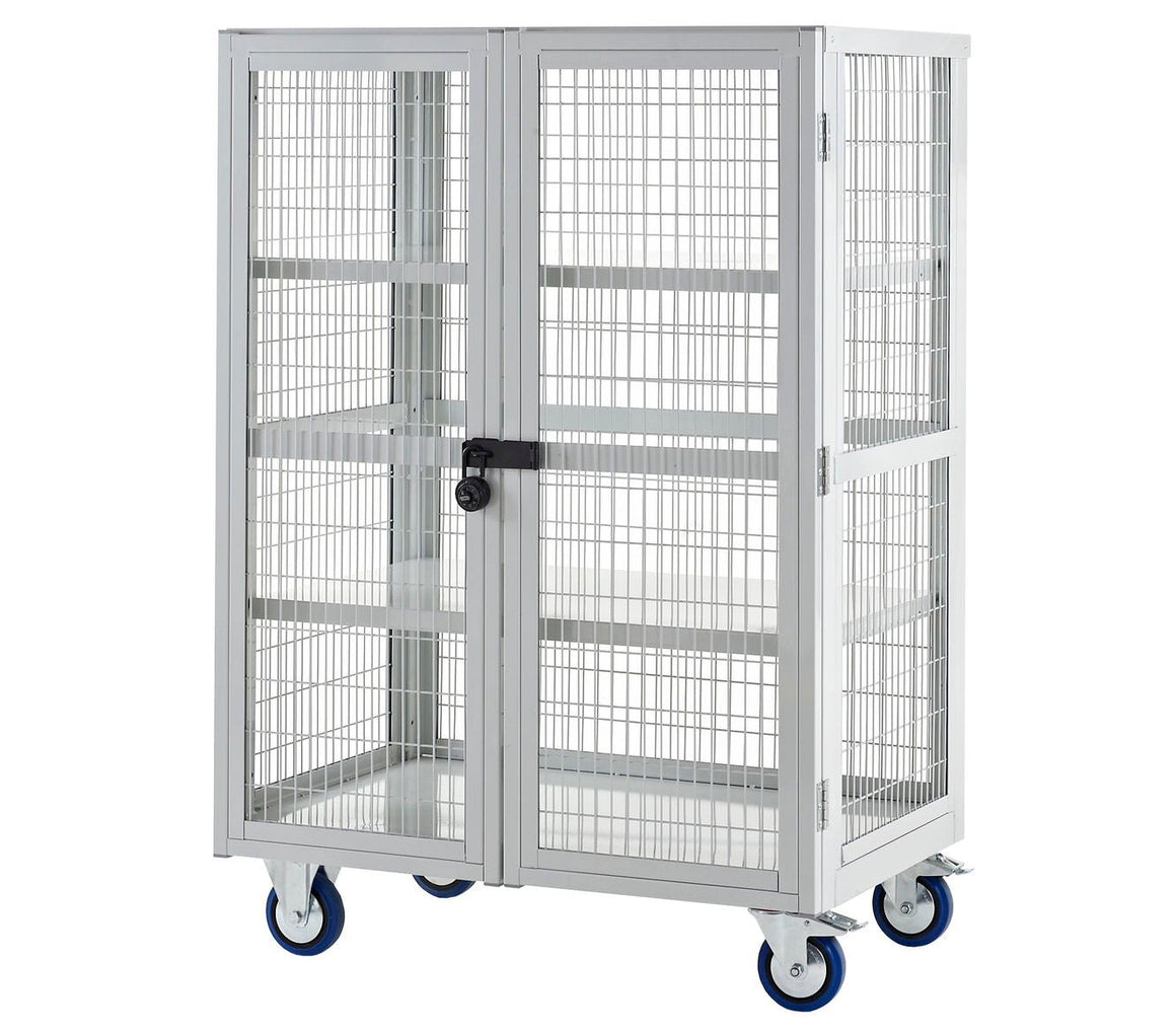Lockable Cage Trolley with Steel Shelves | First Mats Ltd
